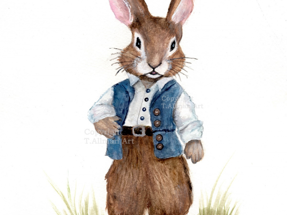 Original Bunny Rabbit Watercolor Print, Bunny Rabbit Original | Kenzie ...