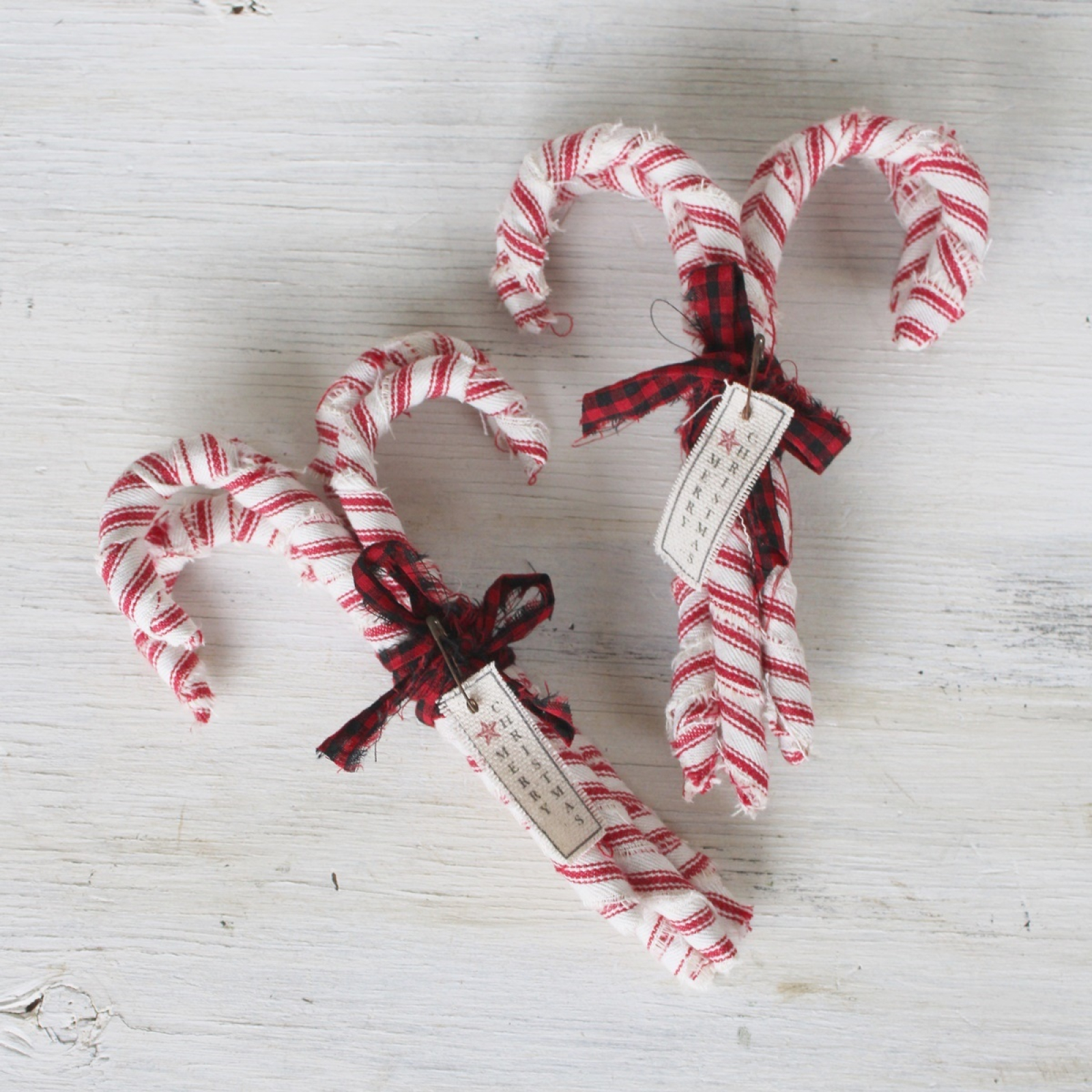 Handmade Red and White Stripe Ticking Candy Canes | Kenzie's Cottage
